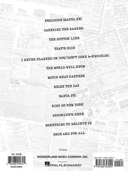 Newsies The Broadway Musical Easy Piano - Boothe Music