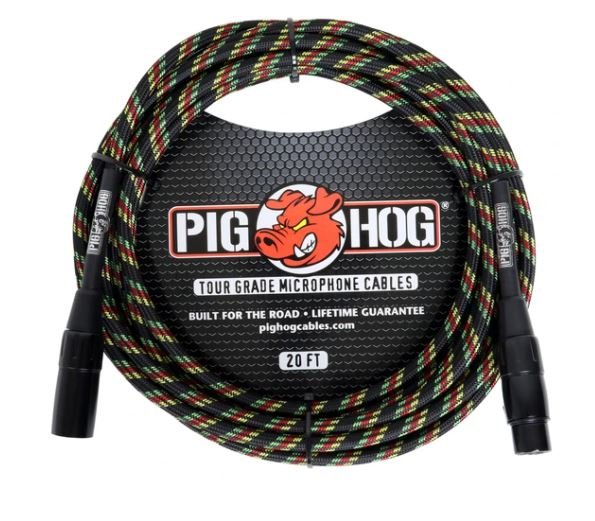 Pig Hog Rasta 20ft Mic Cable - Boothe Music